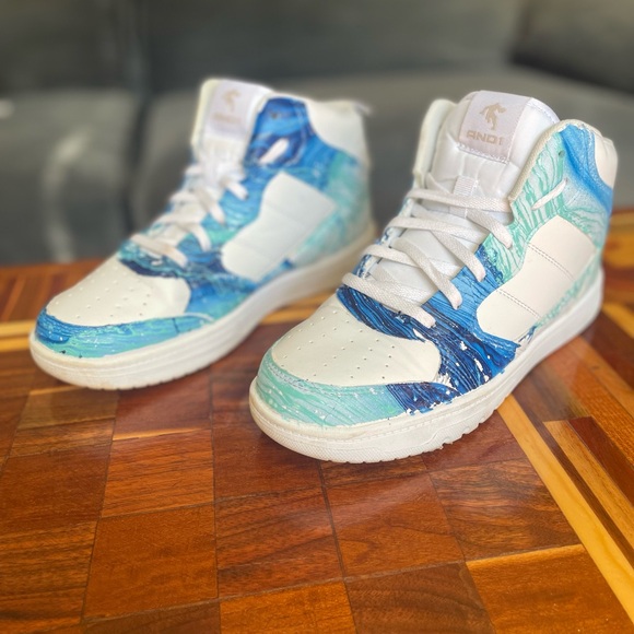 And1 | Shoes | Hydro Dripped Custom And Hightop Sneakers Blue And White ...